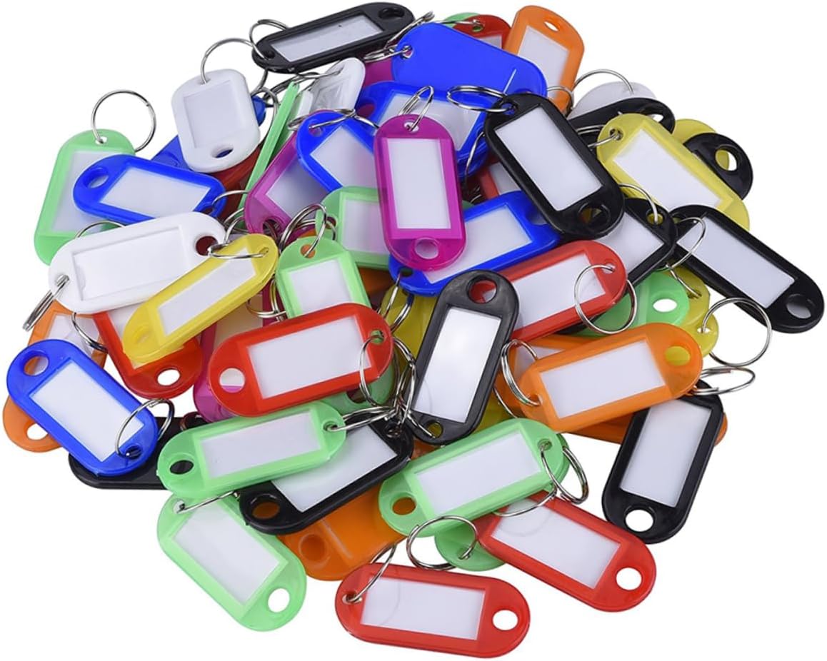 Key Tags with Ring Plastic Tags Colored Labels Key Rings for Keychains ...