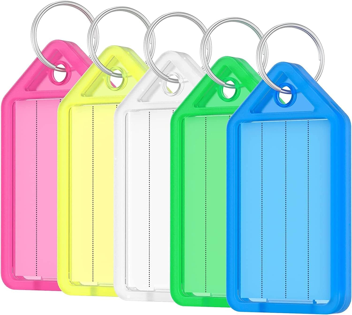 Key Tags with Split Ring Label Window (5 Pcs) Colored Identifier ID ...