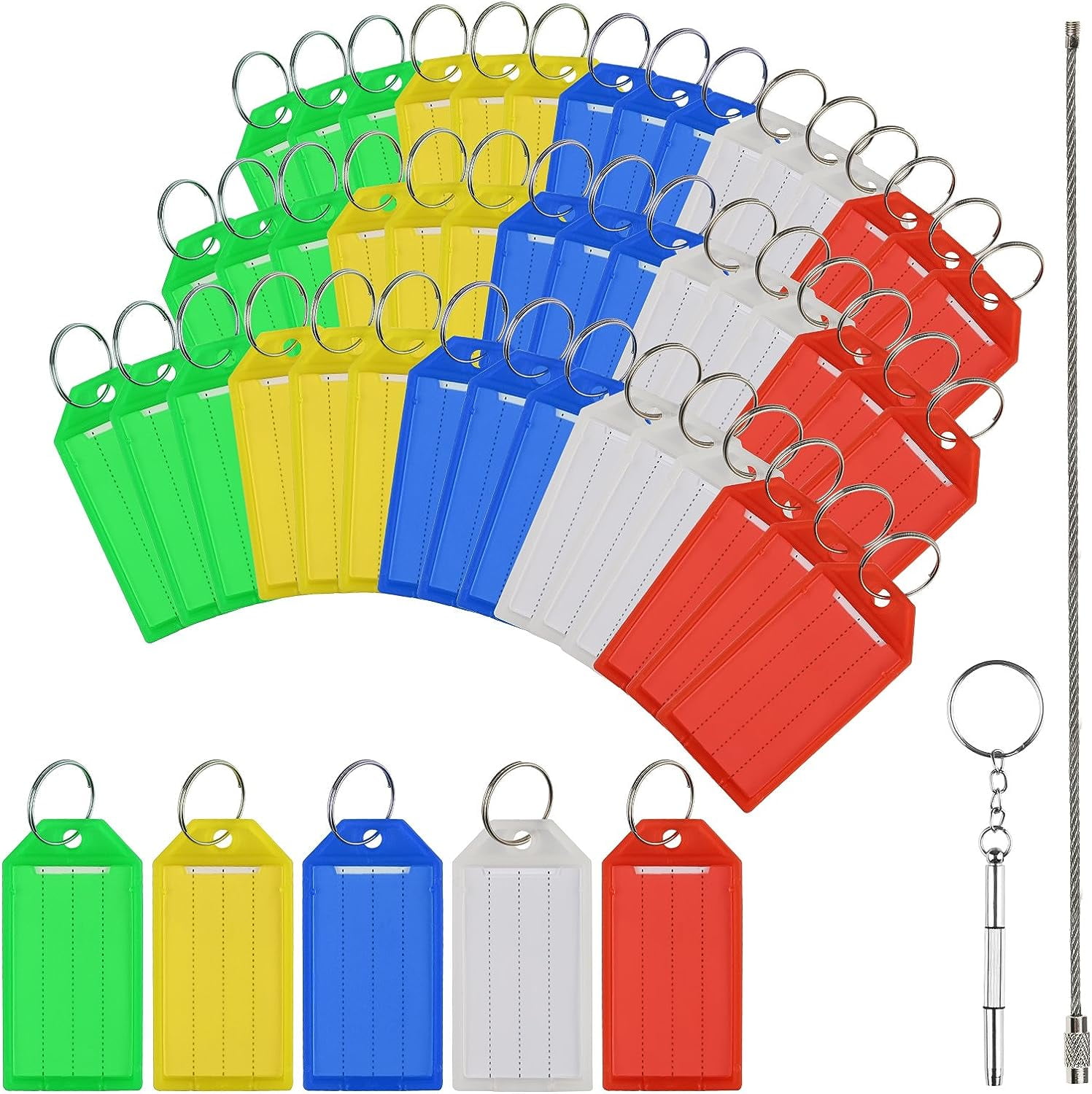 Key Tags, ZoomSky 50pcs Assorted Colours Key Ring Tags Holder Key Fobs ...