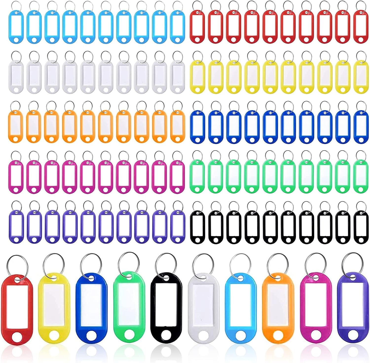 Key Tags with Labels, 100PCS Key Rings with Tags Plastic Keys Ring Fobs ...