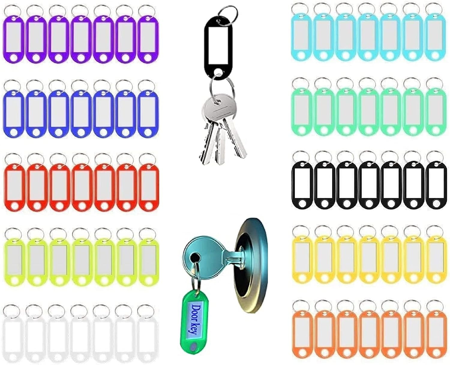 Key Tags with Labels,Plastic Key Tags with Split Rings Label Window Key ...