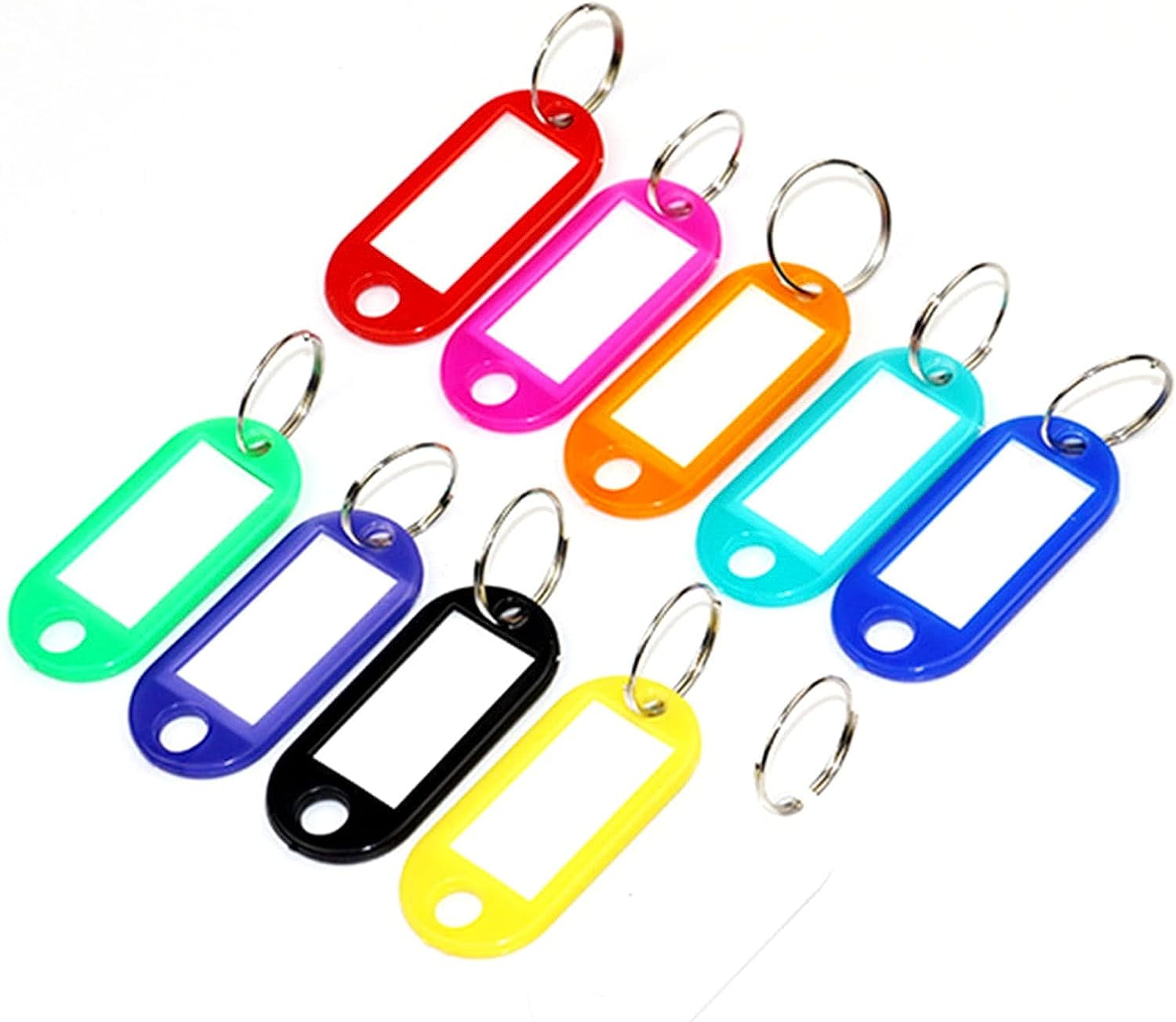 Key Tags with Labels and Split Rings Set,10 Colors Plastic ID Label Tag ...