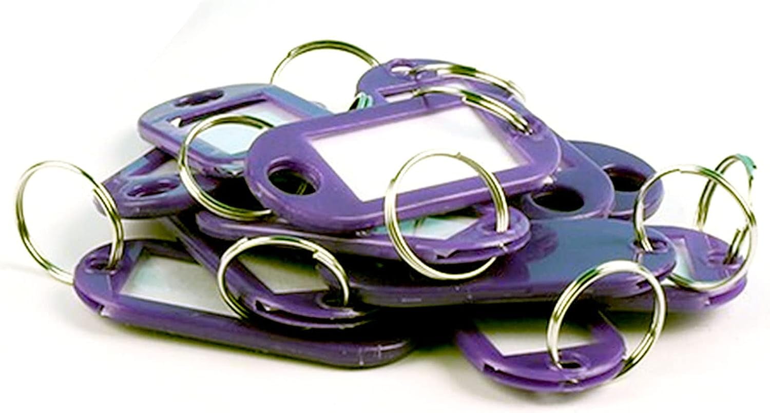 Key Tags with Labels and Split Rings Set,10 Colors Plastic ID Label Tag ...