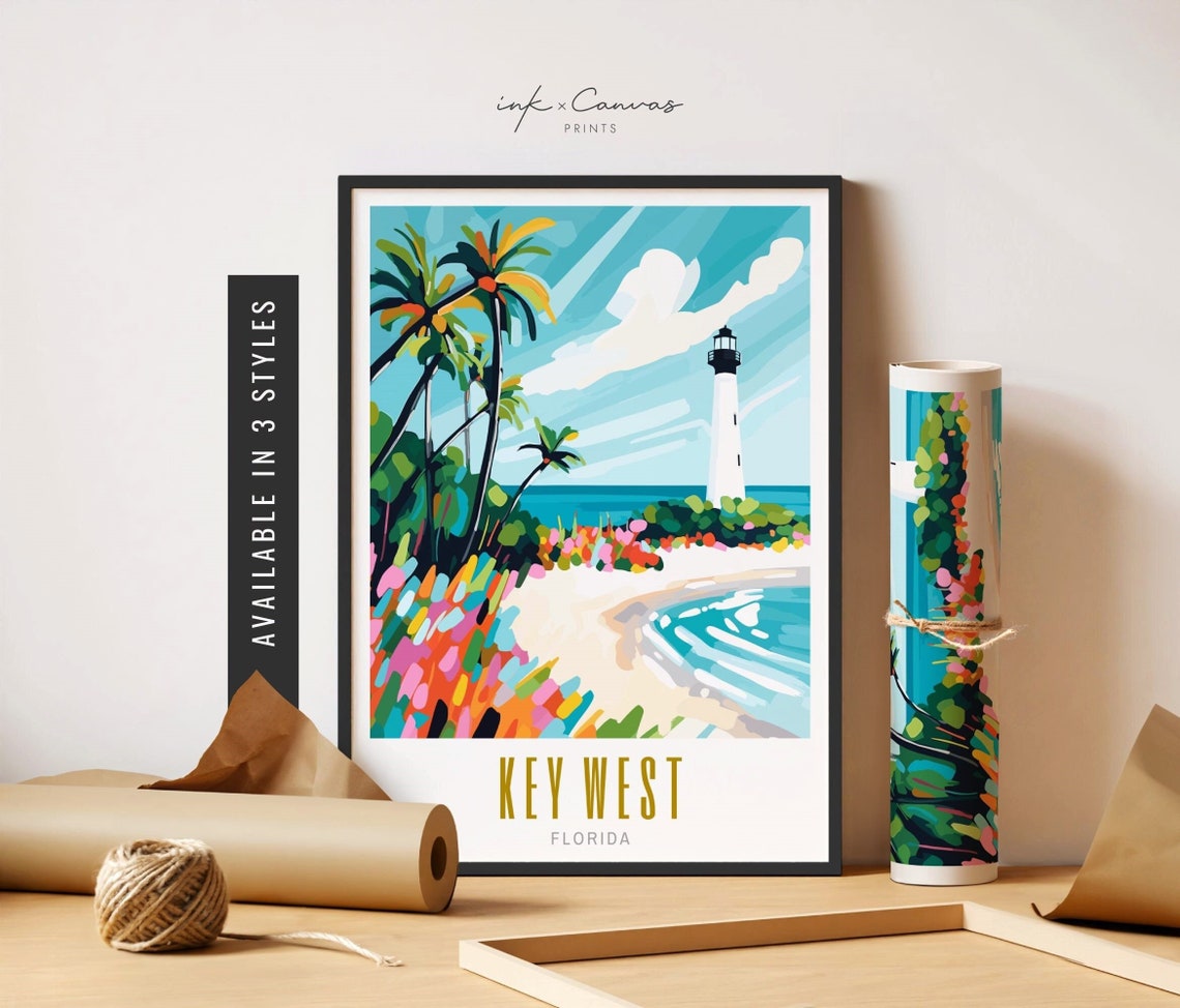 Key West Art Poster Key West Lighthouse Wall Art Key West Poster ...