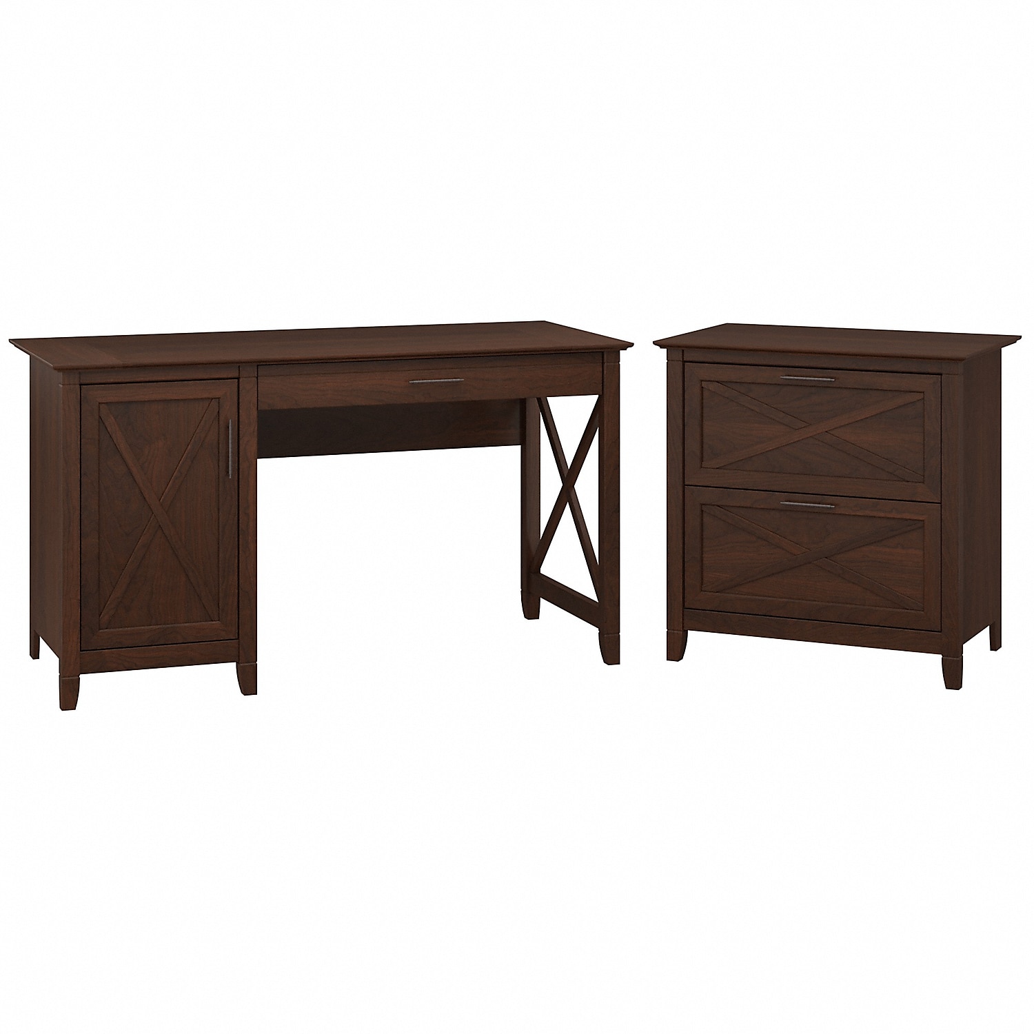 Key West Computer Desk with Lateral File Cabinet in Cherry - Engineered ...