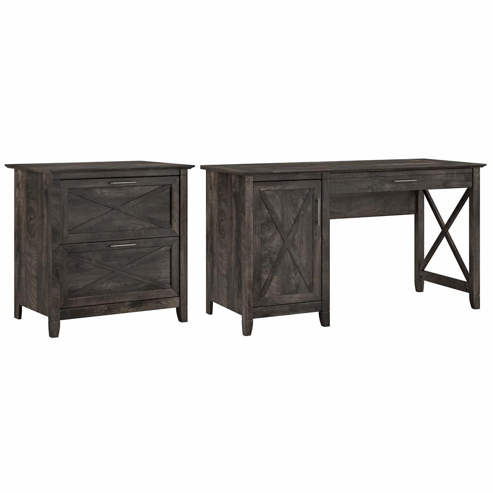 Key West Computer Desk with Lateral File Cabinet in Dark Gray ...