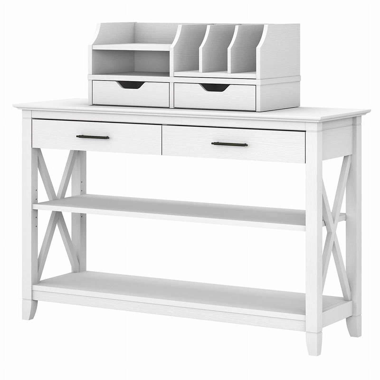 Key West Console Table with Organizers in Pure White Oak - Engineered ...