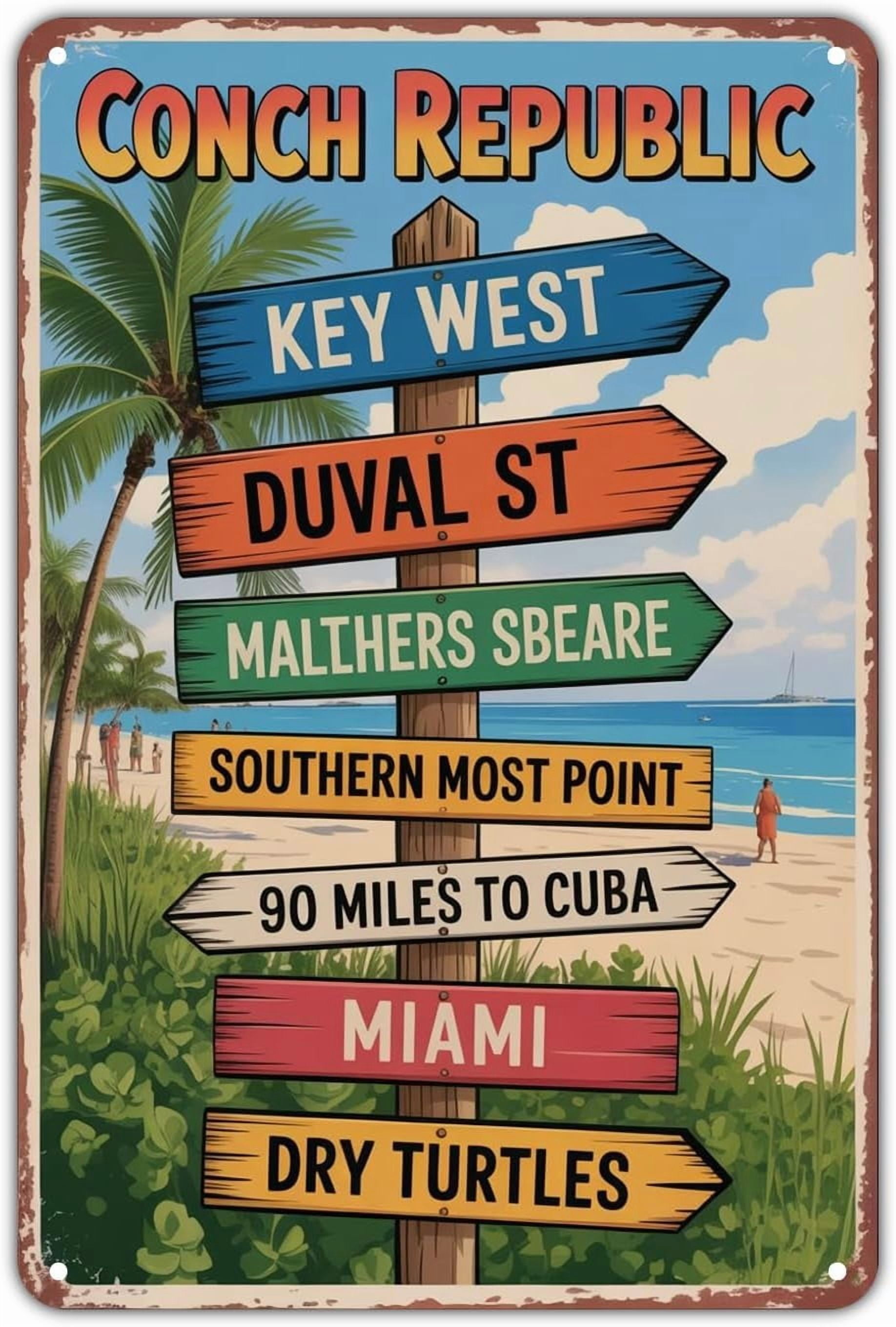 Key West Destination Signs tin sign Vintage Conch Republic Metal Sign ...