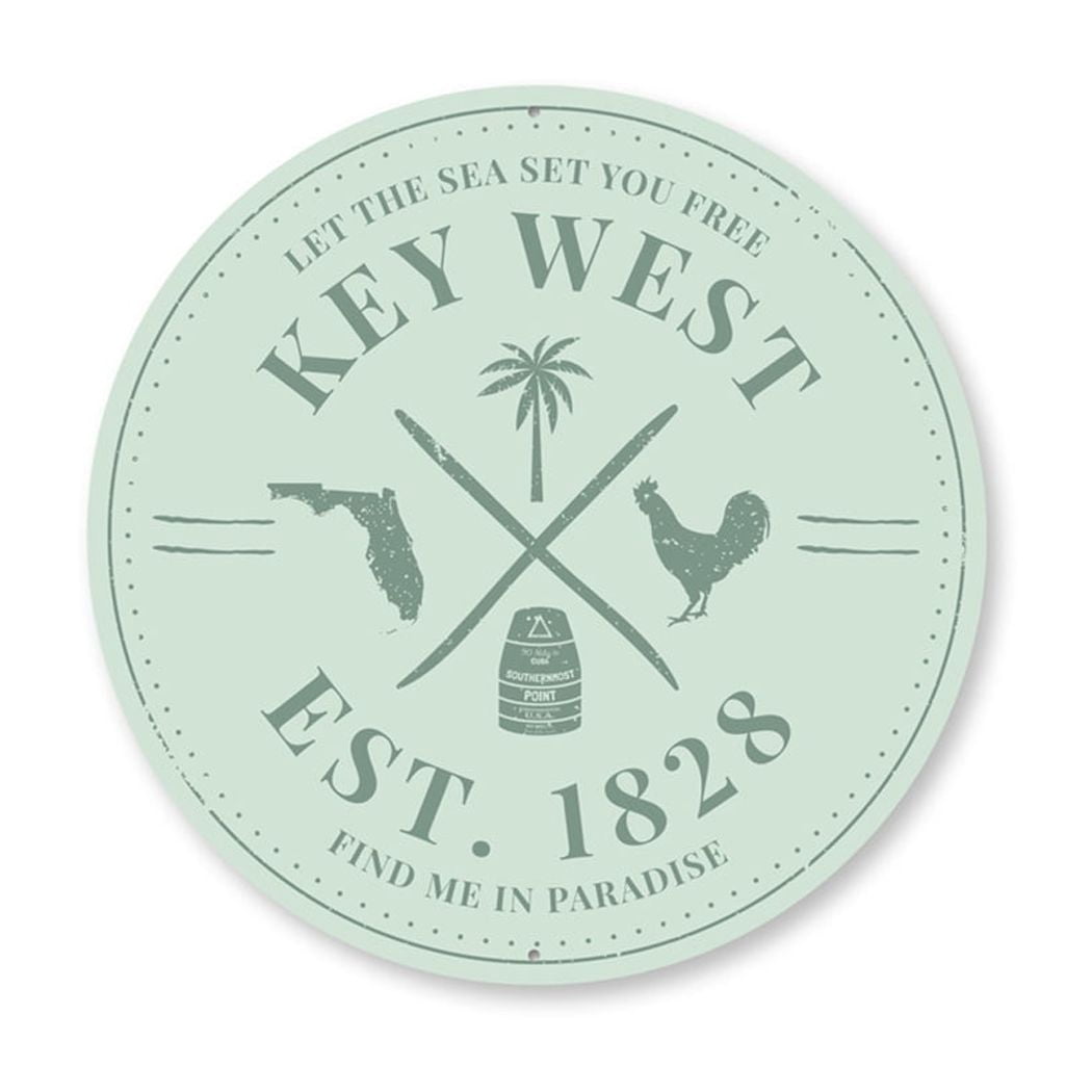 Key West Est. Date Sign, Find Me In Paradise Beach Aluminum Metal Decor ...