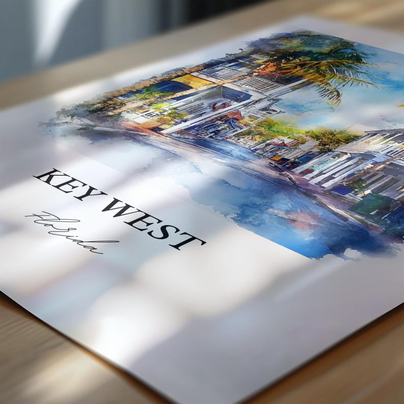 Key West FL Wall Art, Key West Print, Florida Keys Watercolor, Key West ...