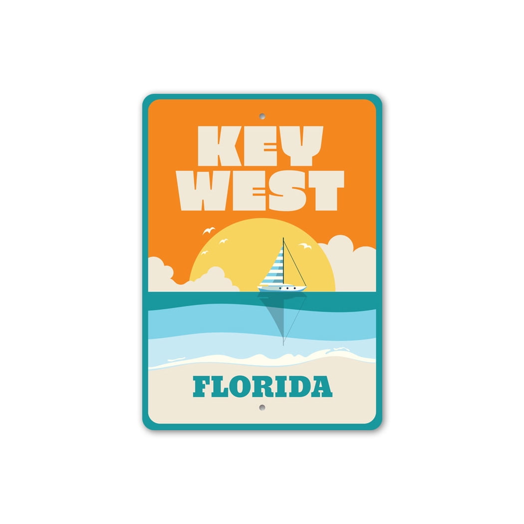 Key West Florida Beach Sunset Aluminum Metal Decor Sign - 10x14 inches ...