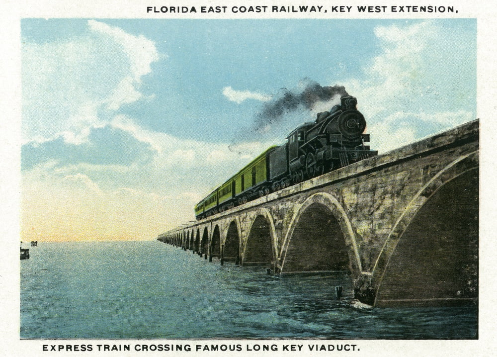 Key West, Florida, Long Key Viaduct Train Crossing Scene (12x18 Wall ...