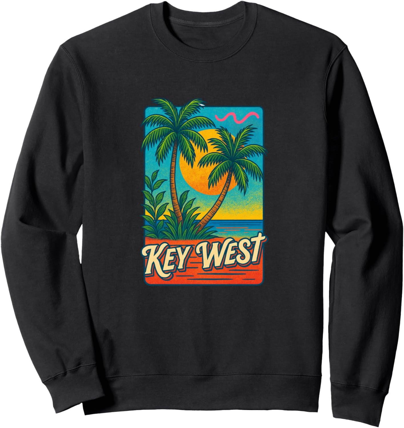 Key West Florida Retro Sunset Palm Island Vacation Sweatshirt - Walmart.com