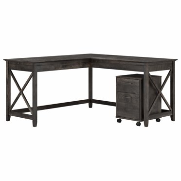 Homestead 60W Farmhouse L Shaped Desk in Driftwood Gray - Engineered ...