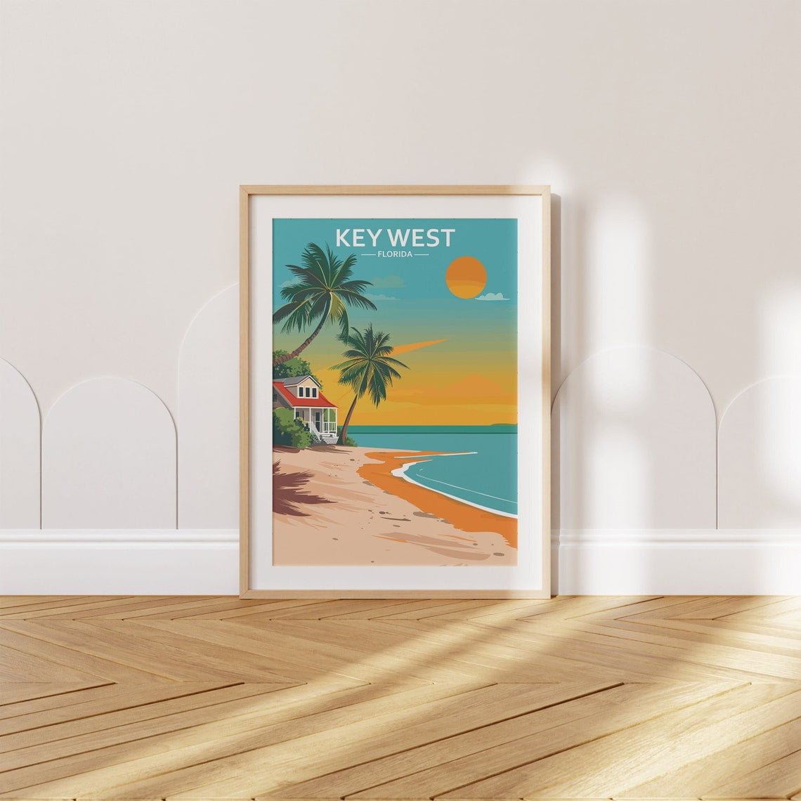 Key West Poster Florida Scenic Beach Art Print, Unframed Canvas Size ...