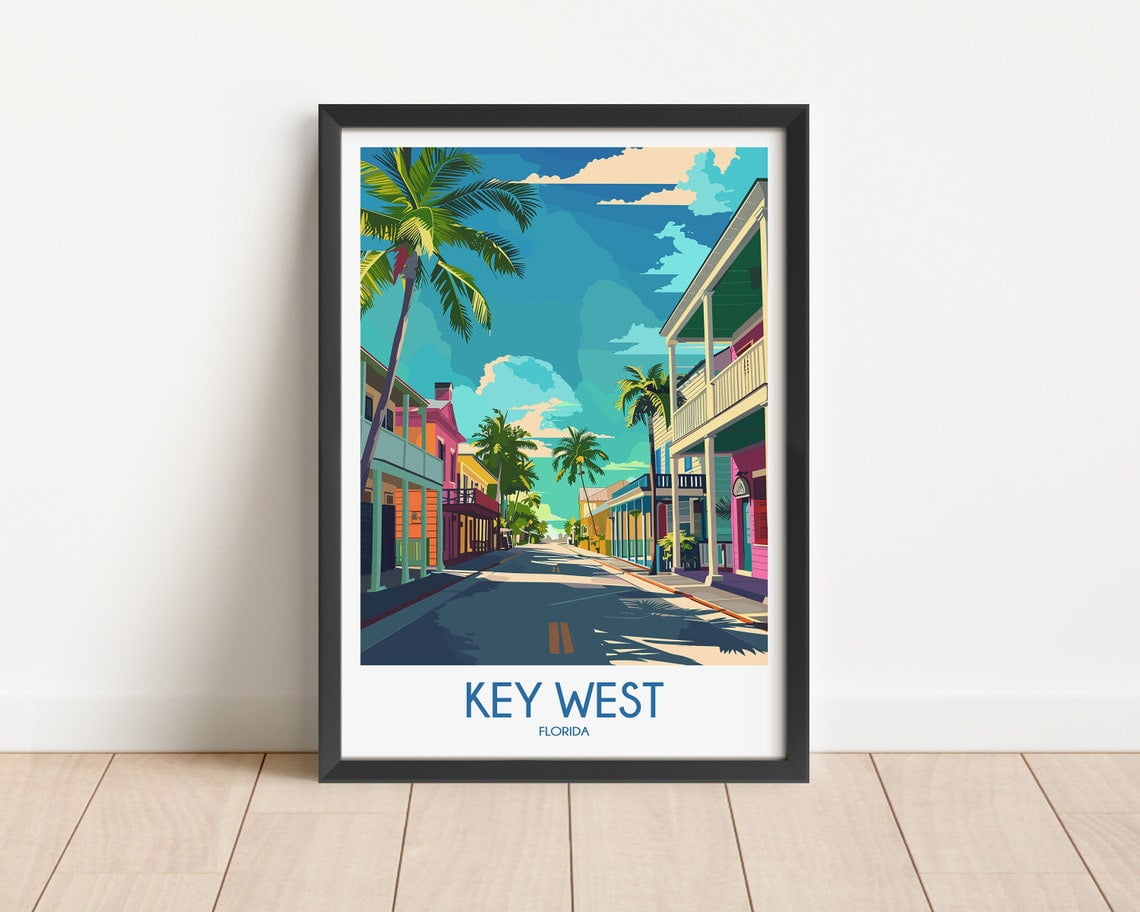 Key West Poster Florida Scenic Beach Wall Art Decor, Unframed Canvas ...
