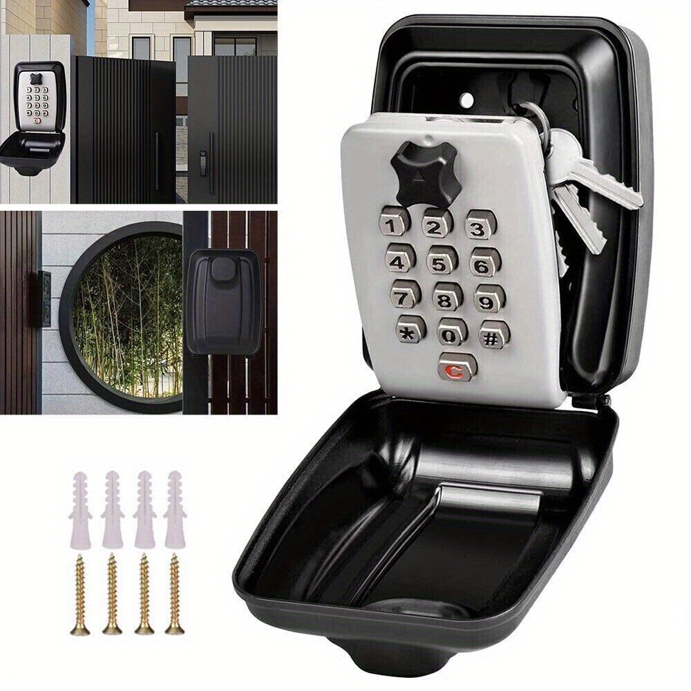 Key lock box with push button wall mounted spare key storage box ...