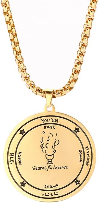 Key of Solomon Seal Pendant Necklace Gold Stainless Steel Pentacle ...