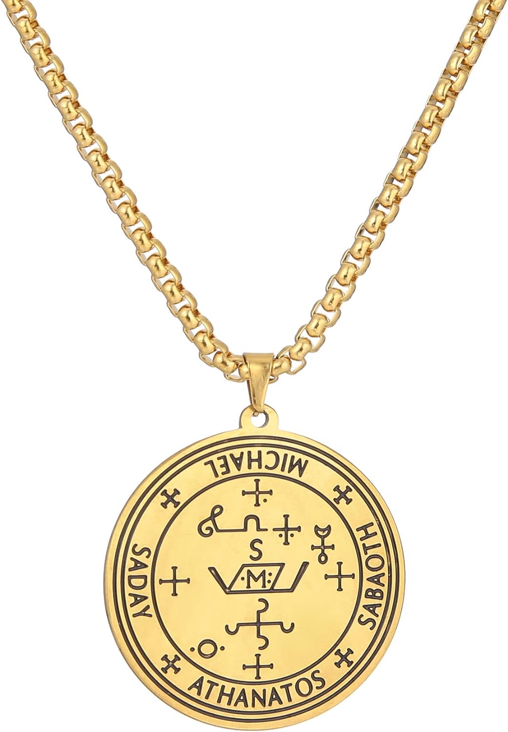 Key of Solomon Seal Pendant Necklace Gold Stainless Steel Pentacle ...