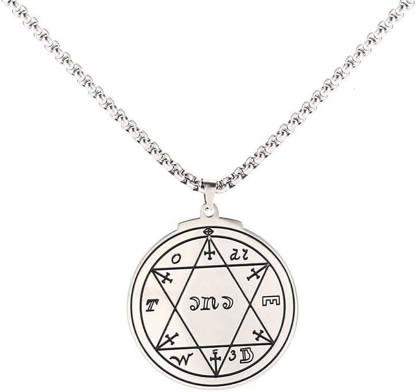 Key of Solomon Seal Pendant Necklace Gold Stainless Steel Pentacle ...