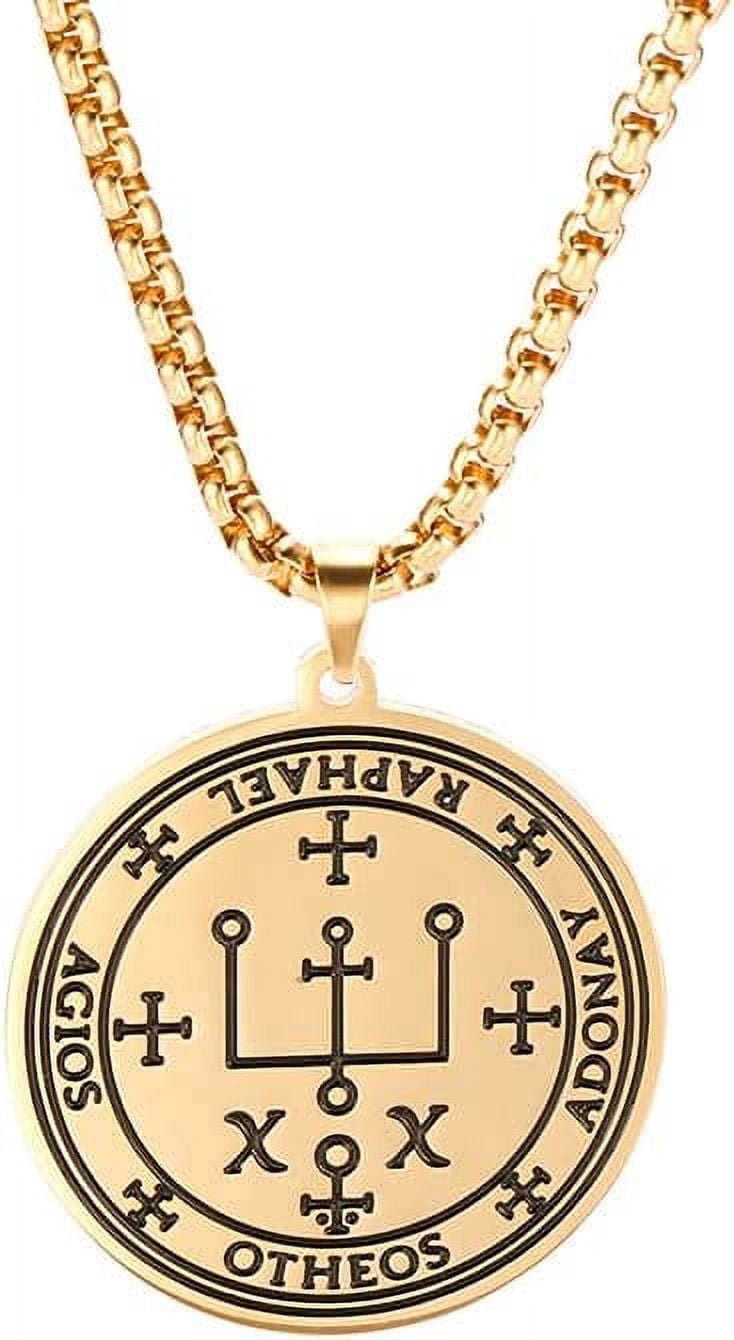 Key of Solomon Seal Pendant Necklace Gold Stainless Steel Pentacle ...