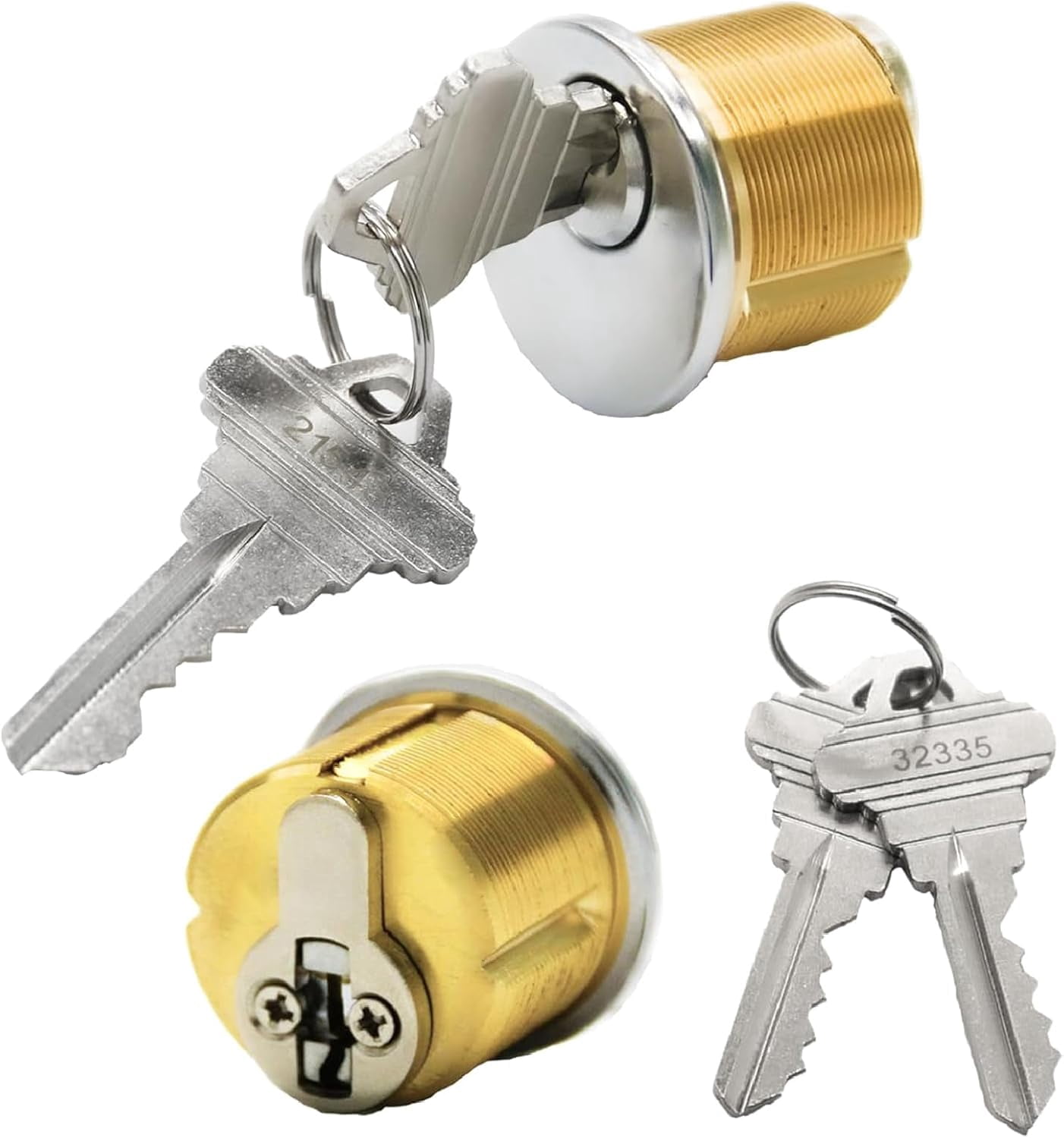 Key4less Brass Mortise Cylinder Lock 1 Inch Keyway Keyed Alike ...