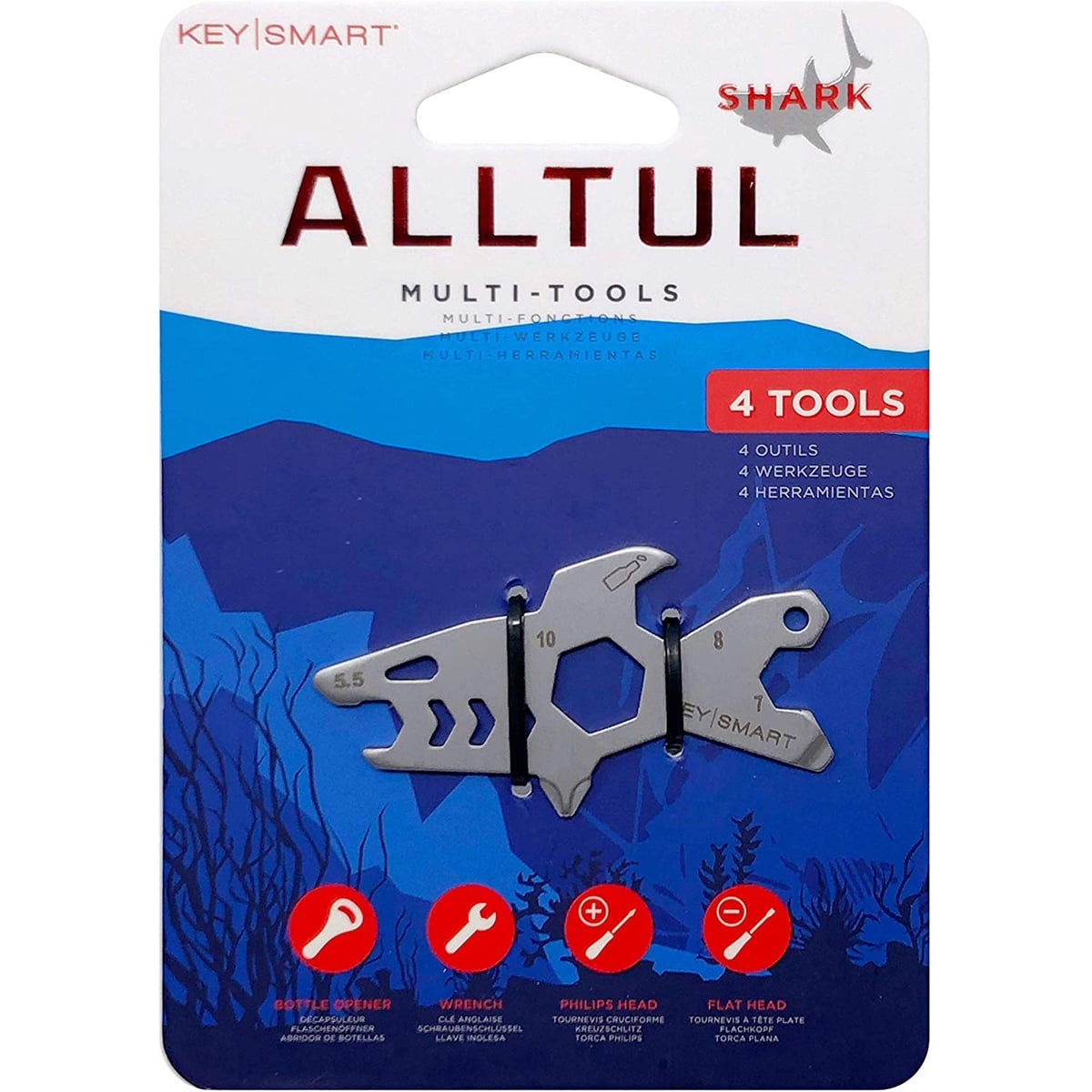KeySmart AllTul Stainless Steel Silver Shark Multi-Tool Key - Walmart.com
