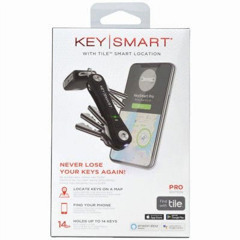 KeySmart KeySmart Pro Compact Key Holder, Black, Holds 10 Keys, Free ...