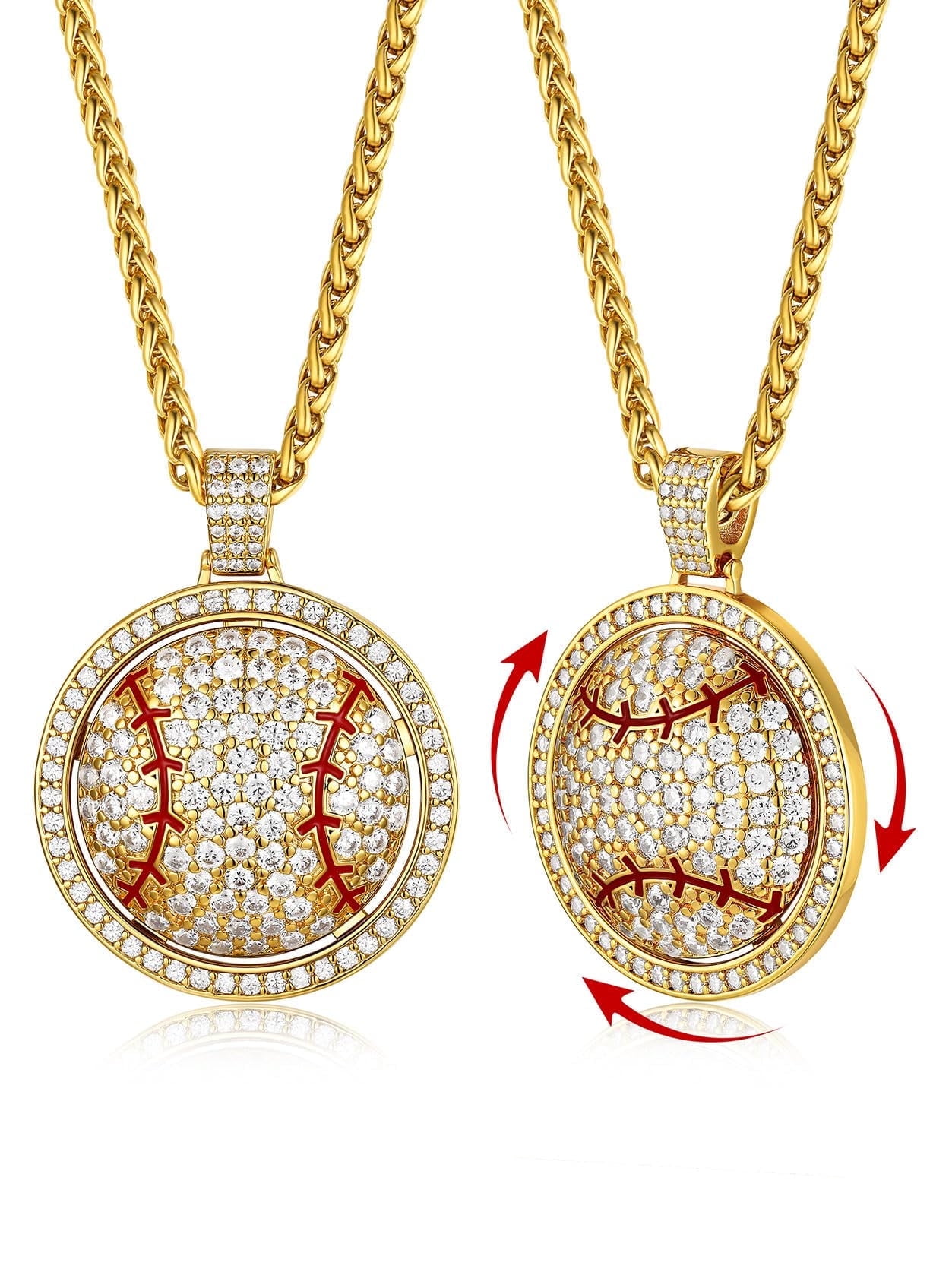 KeyStyle Baseball Necklace Spinner Sport Pendant Necklace for Men ...