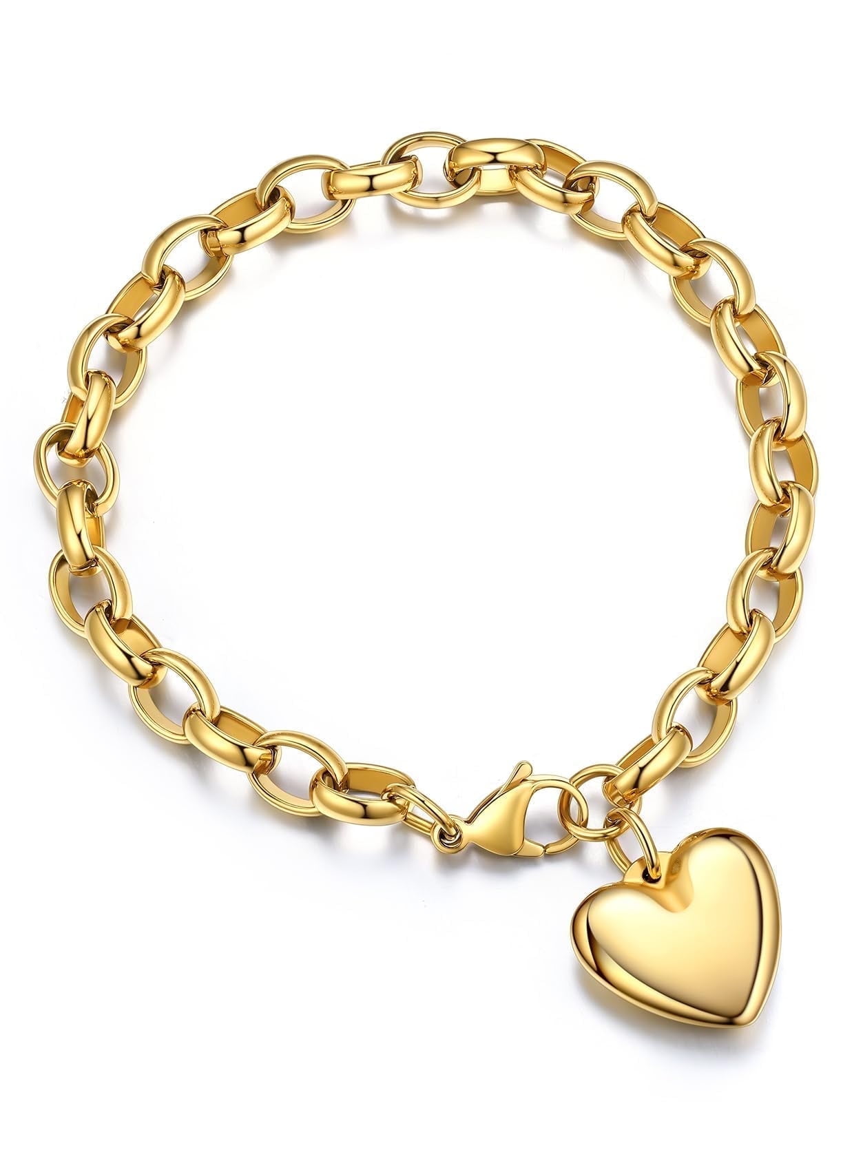 KeyStyle Bracelet with Heart Charm Chain Bracelets for Women Gold ...