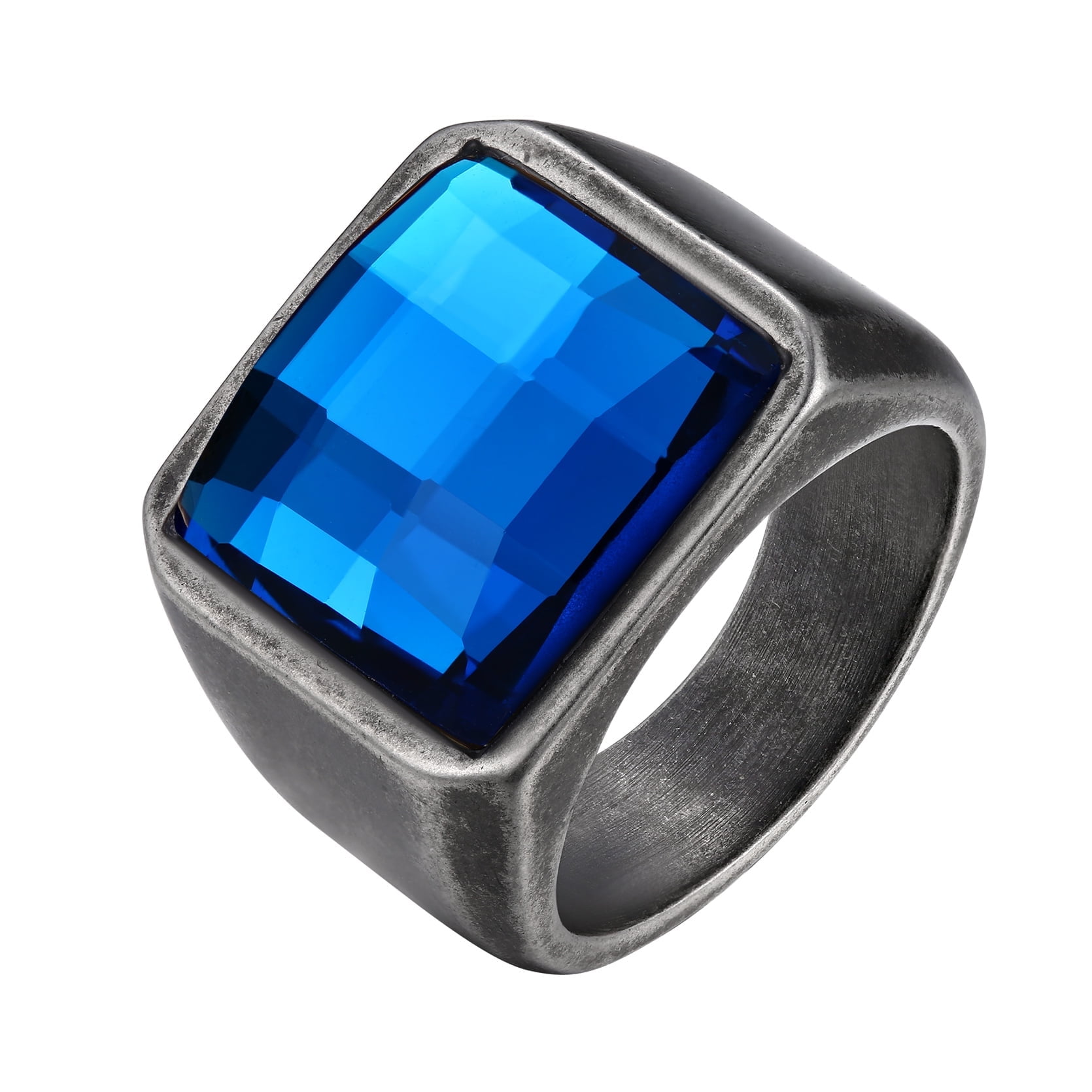 KeyStyle Created Sapphire Rings for Men Vintage Stainless Steel ...