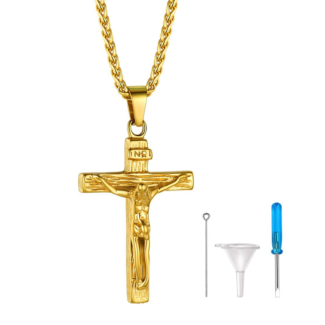 KeyStyle Cross Necklaces for Men Urn Necklaces for Ashes Stainless ...