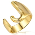 KeyStyle 14K Gold Plated Initial Letter Ring for Women, Adjustable ...