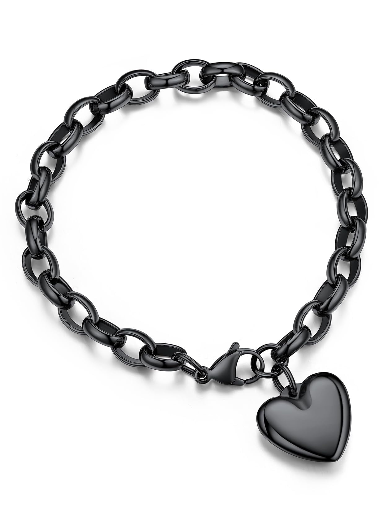 KeyStyle Heart Charm Bracelets for Women Chain Bracelet Black ...