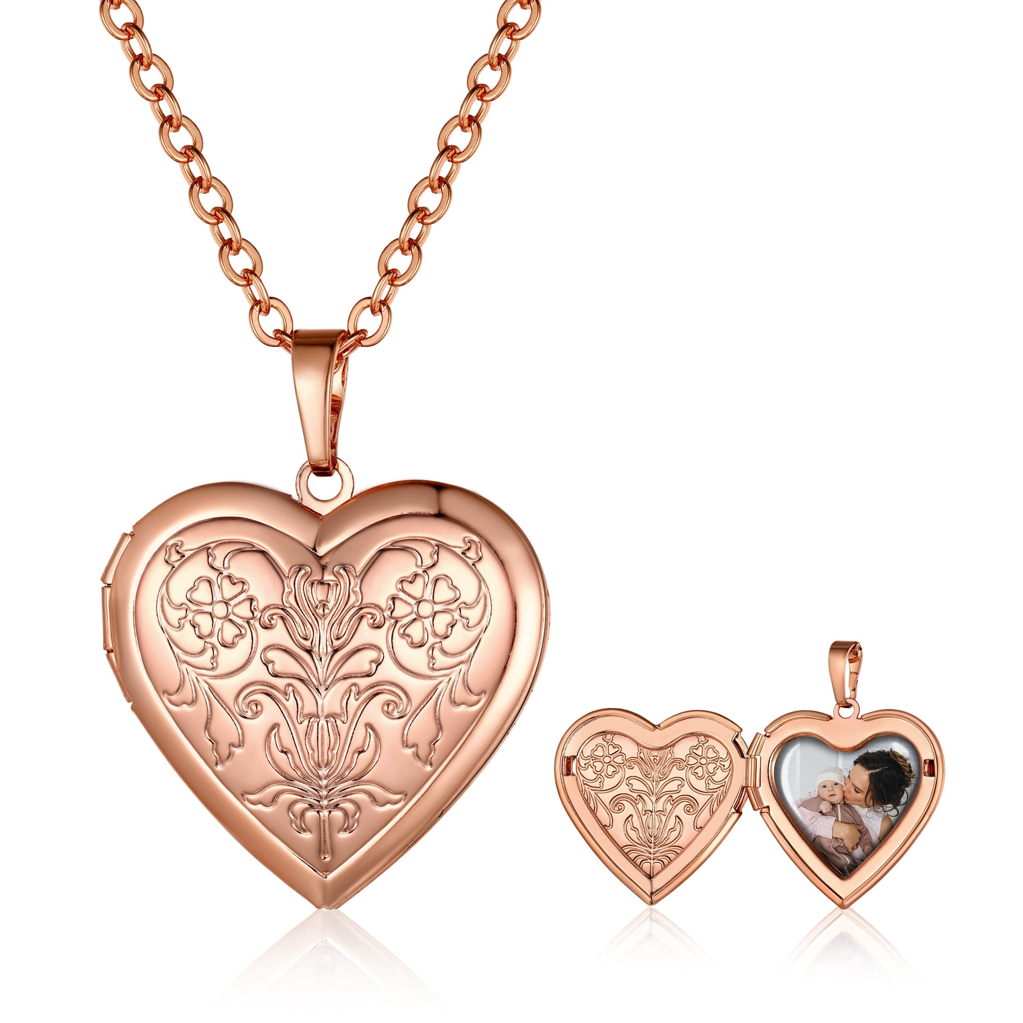 KeyStyle Heart Necklace for Women Personalized Locket Necklaces that ...