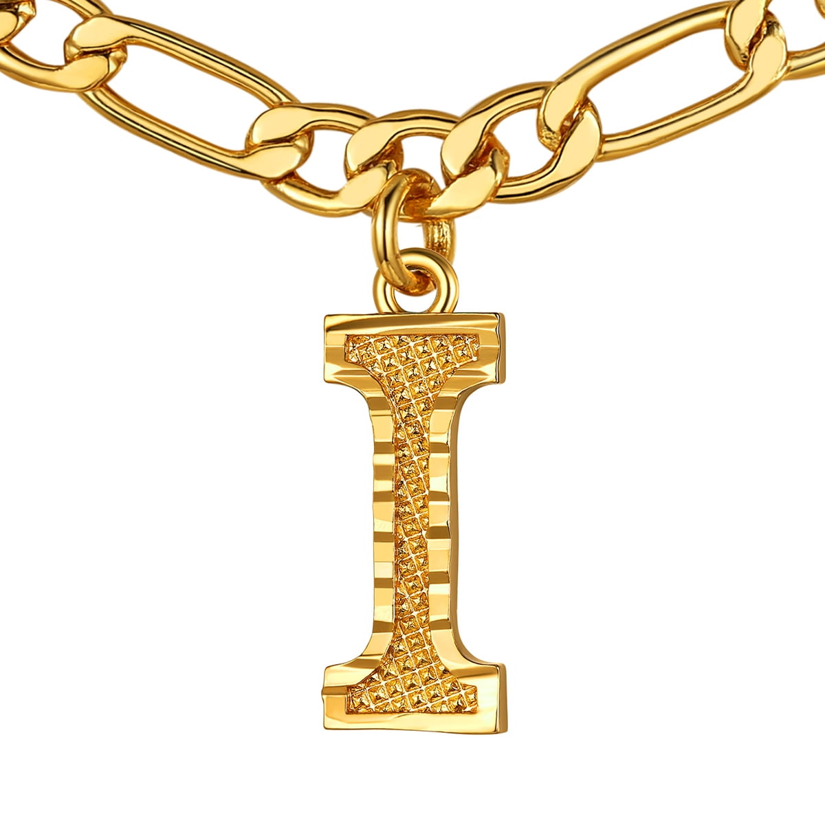 KeyStyle Initial Necklace Gold Plated Figaro Link Chain Necklaces for ...