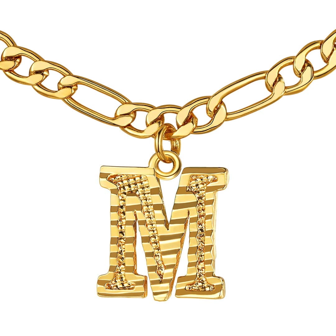 KeyStyle Initial Necklace for Women Alphabet Letter Necleace Figaro ...