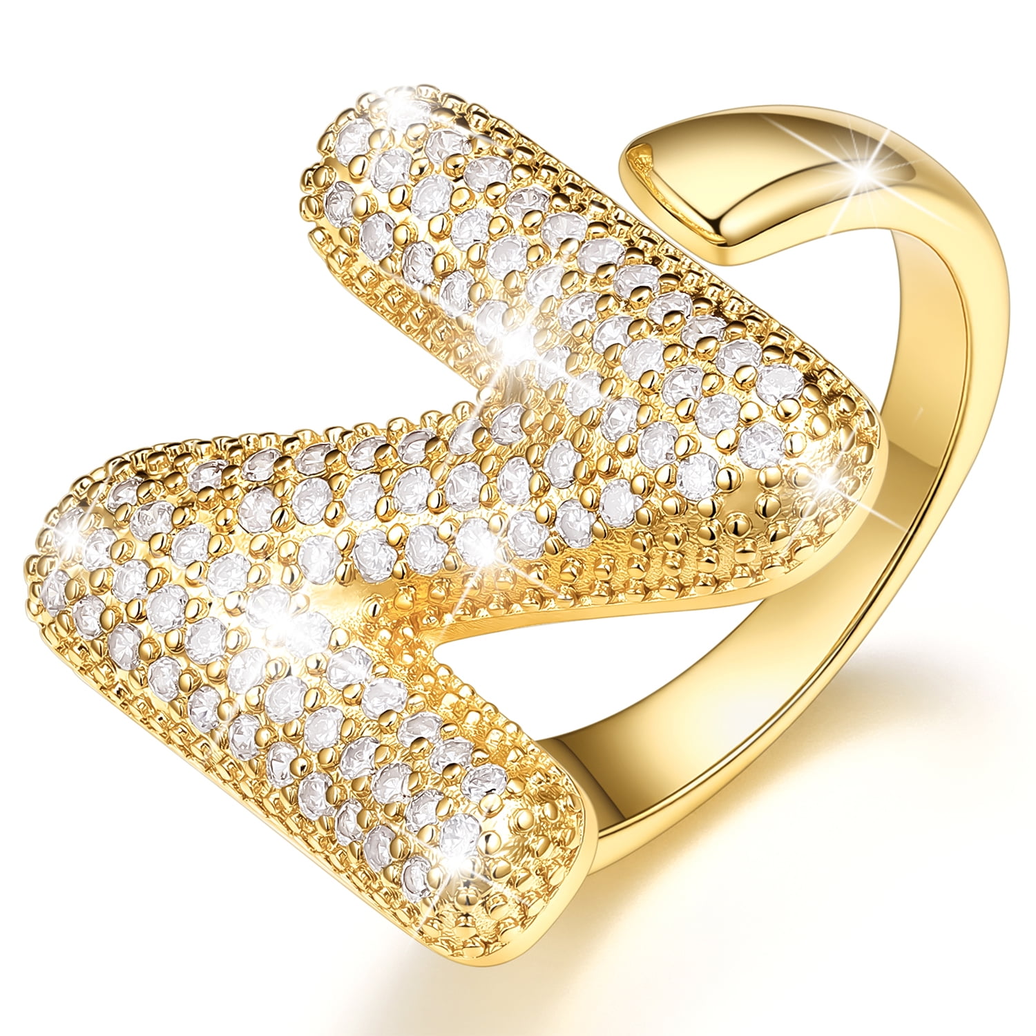 KeyStyle Initial Rings for Women, 14K Gold Plated Alphabet Letter Rings ...