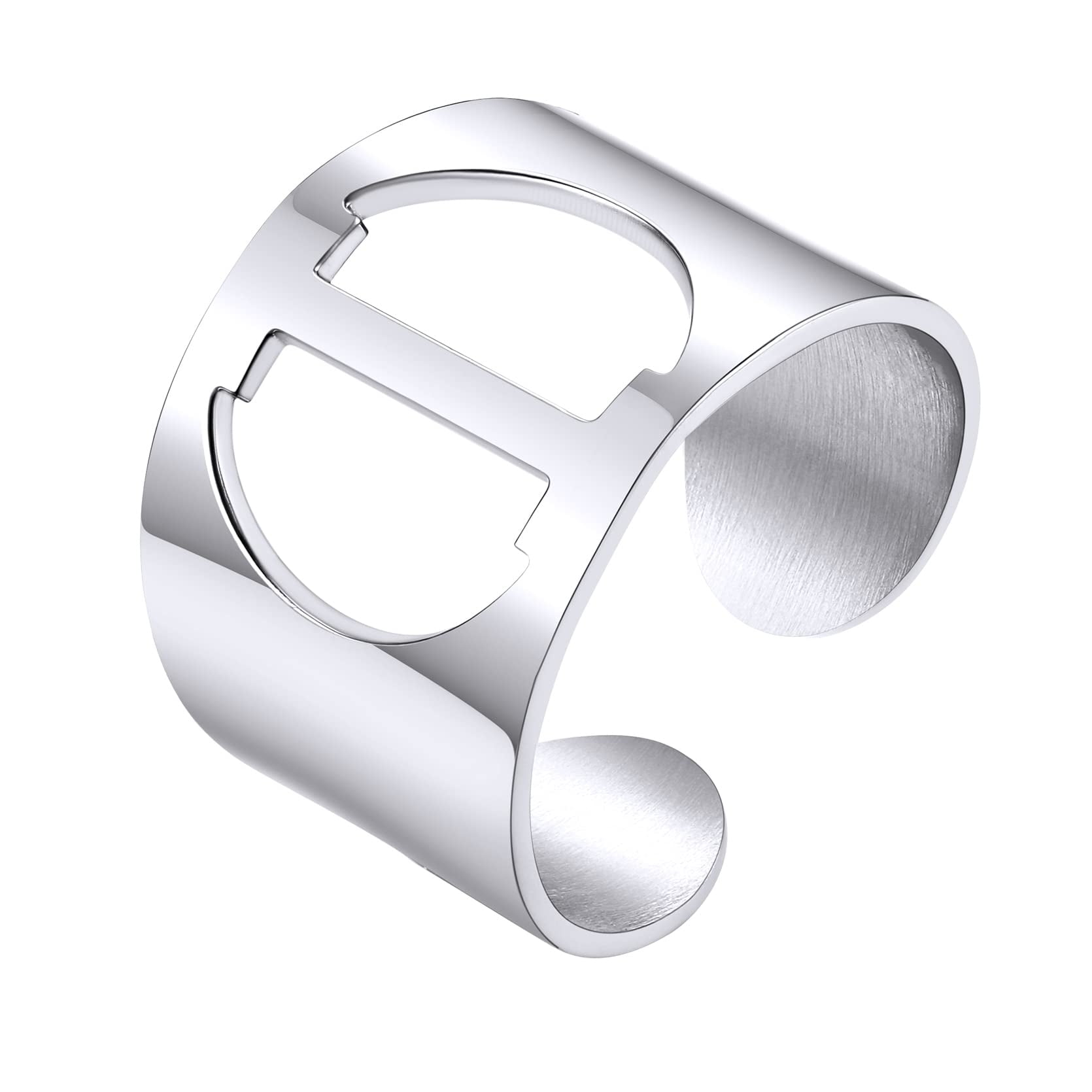 KeyStyle Initial Rings for Women Men Stainless Steel Letter Rings Cuff ...