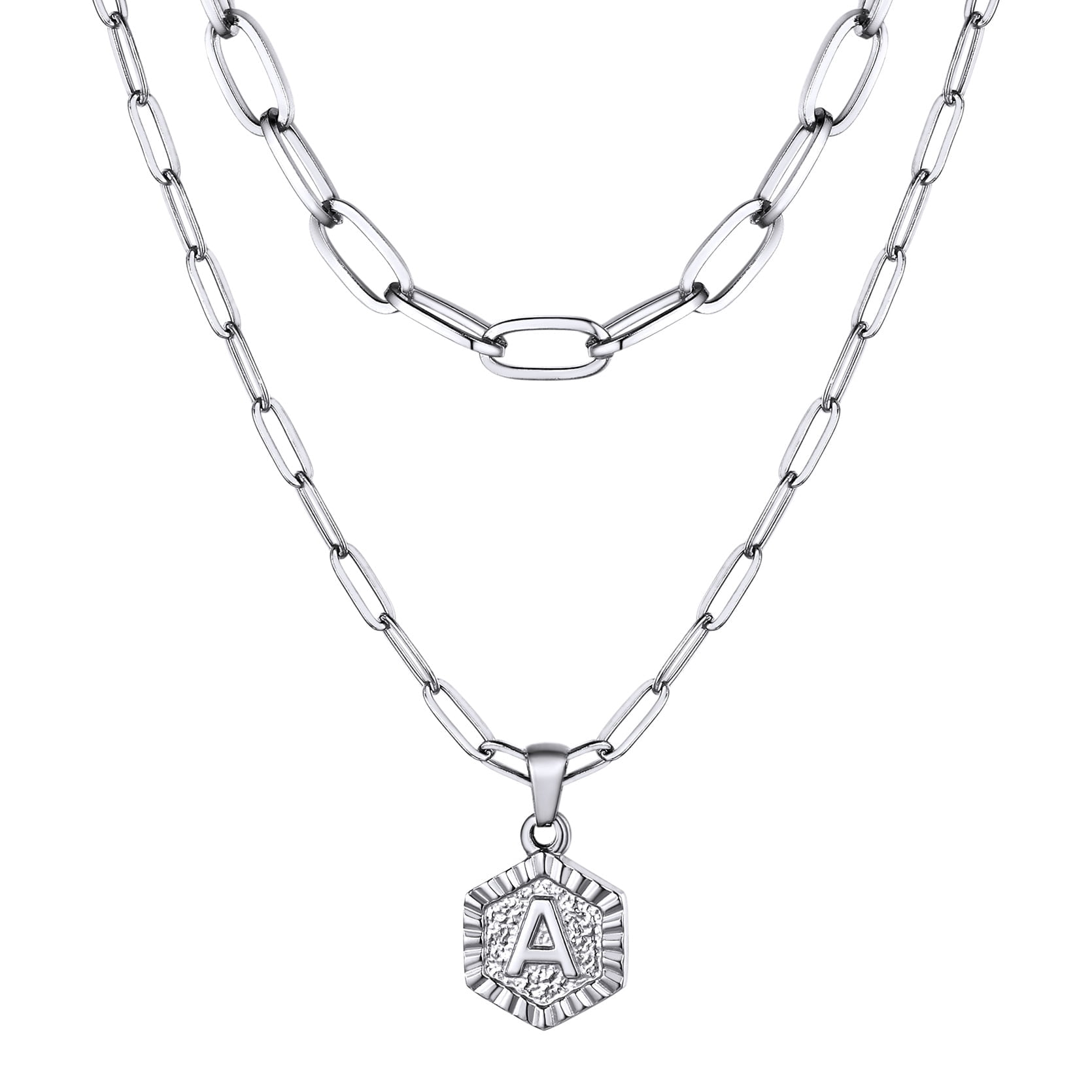 KeyStyle Layered Initial Necklace for Women Stainless Steel Layered ...