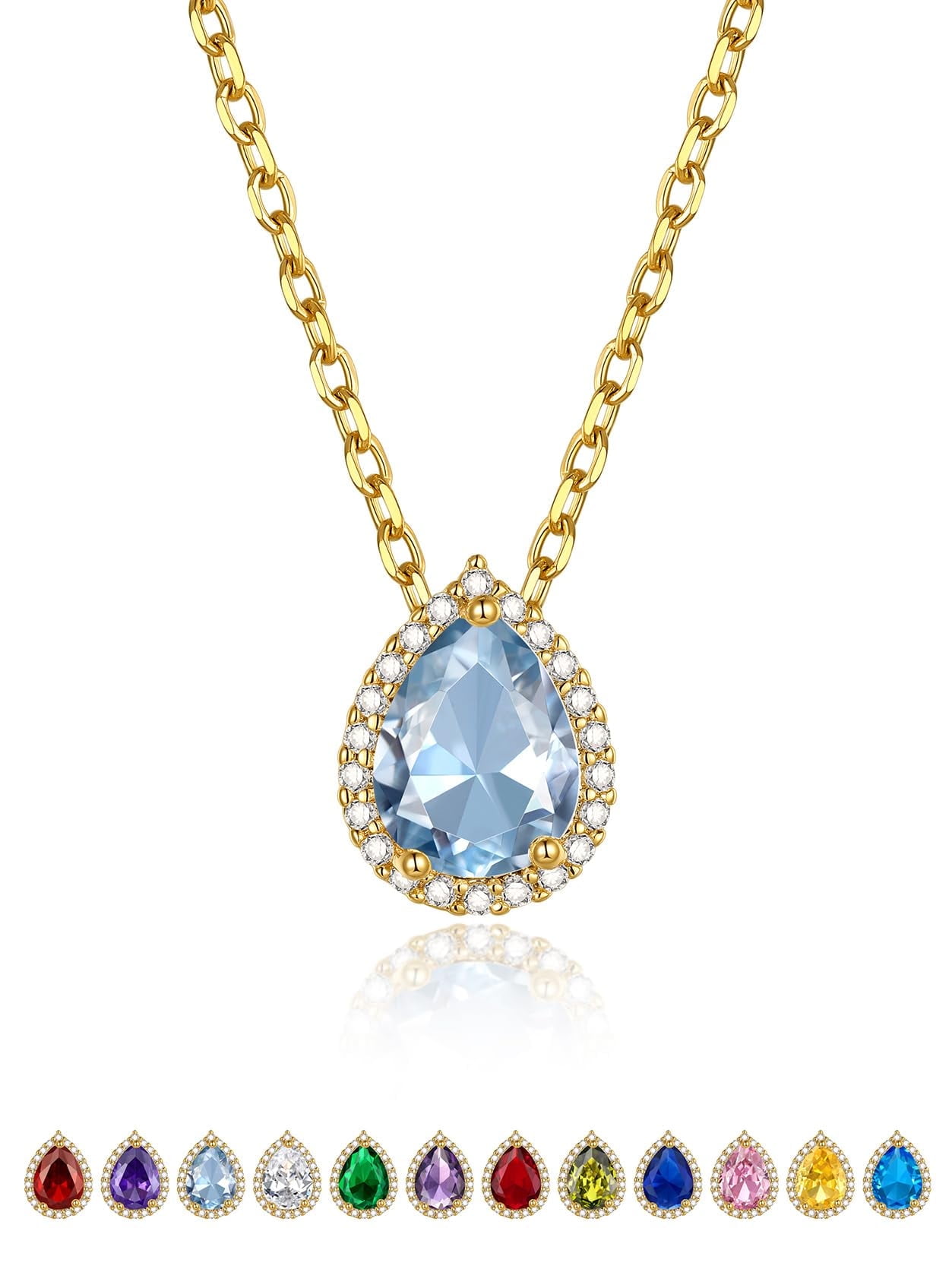 KeyStyle Women Necklaces Birthstone Pendant Necklace with Cubic ...