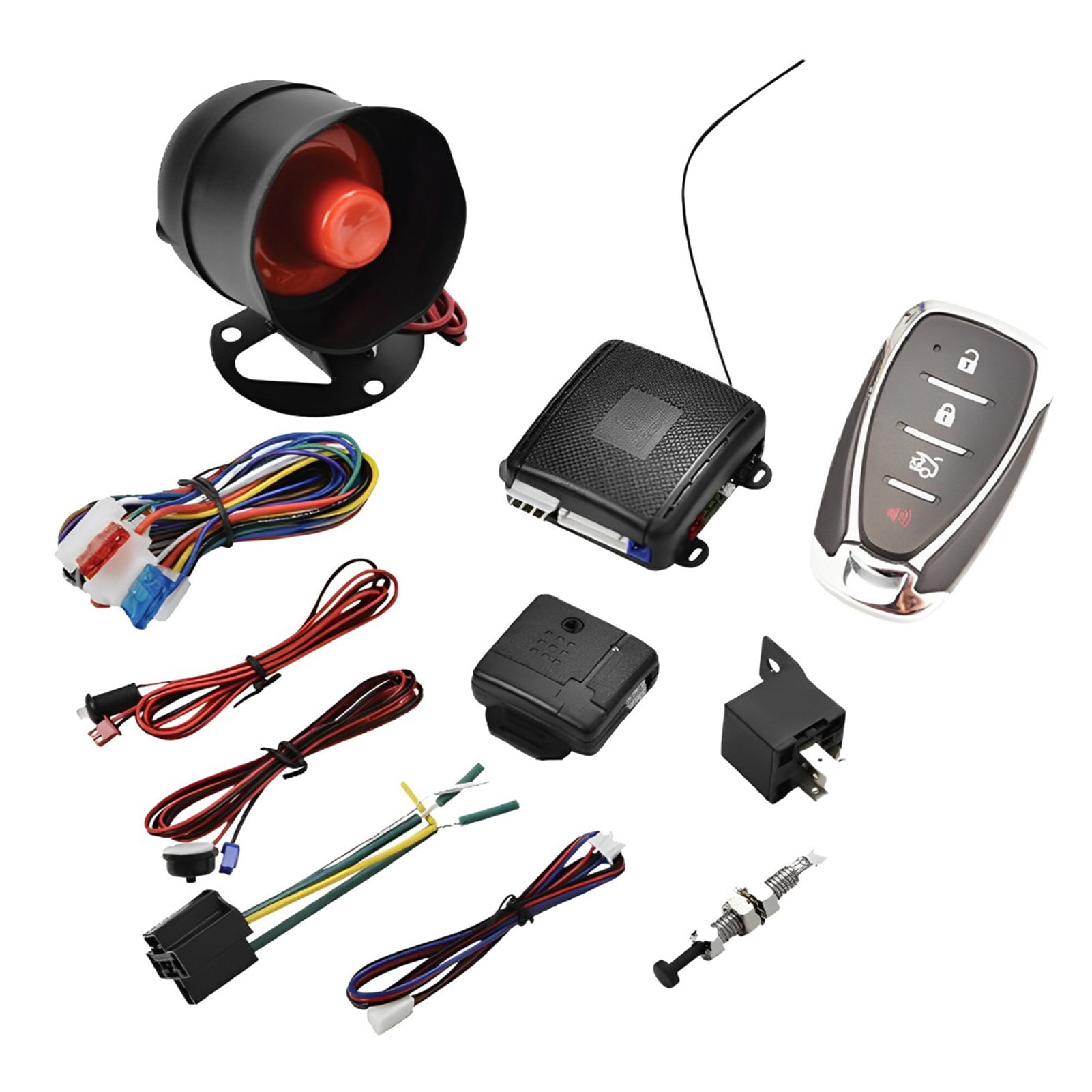 Keyboarant 12V Car Alarm System Phone APP PKE Keyless Central Locking ...