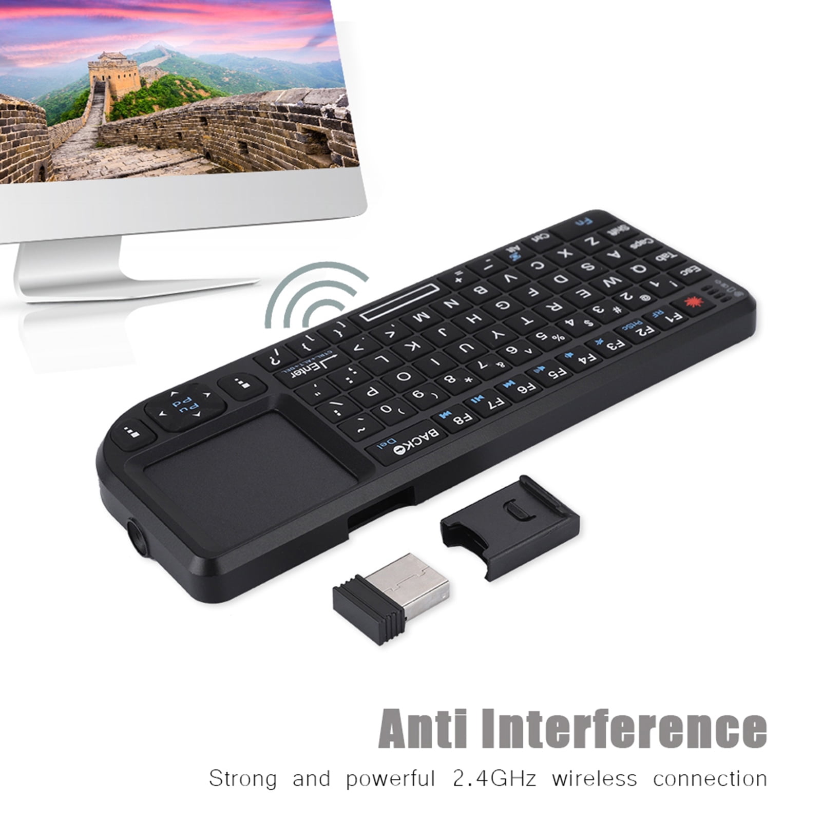 Keyboard, 2.4G Touch TV Keyboard with Easy Media Control and Built-In ...