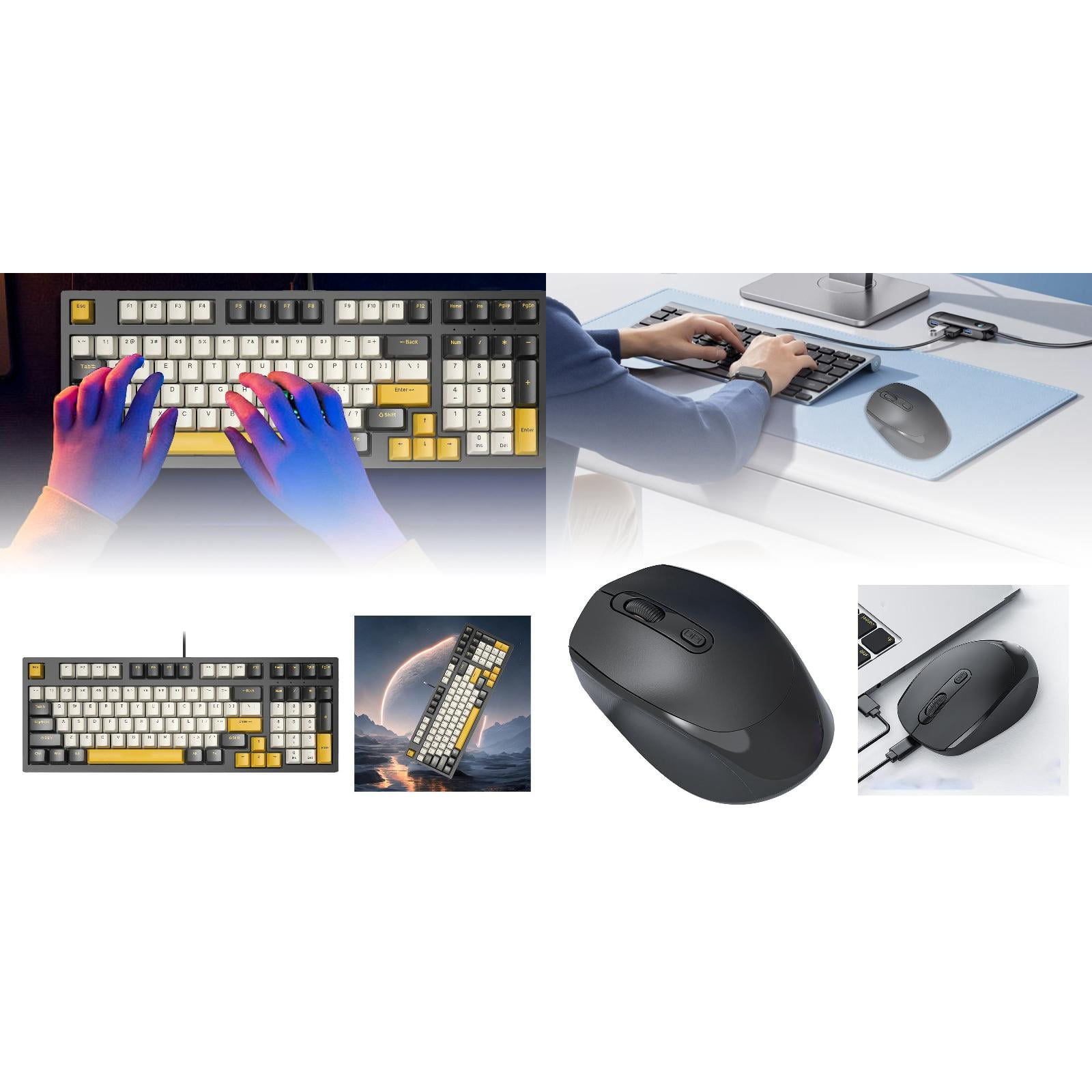 Keyboard And Mouse Usb C Charging Gaming Set Glowing Wired Gaming ...