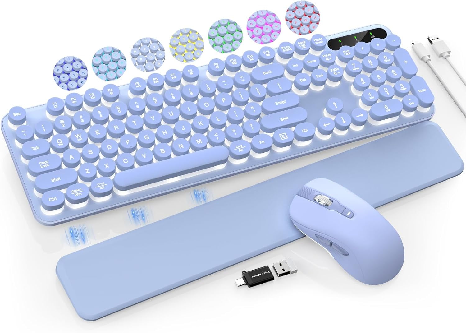 Keyboard and Backlit - Typewriter Keyboard with Retro Round Keycaps ...