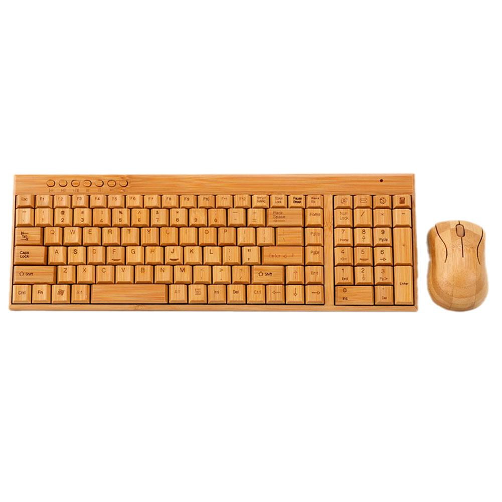 Keyboard Bamboo Mouse Wireless Wooden Combo Set Natural Devices ...