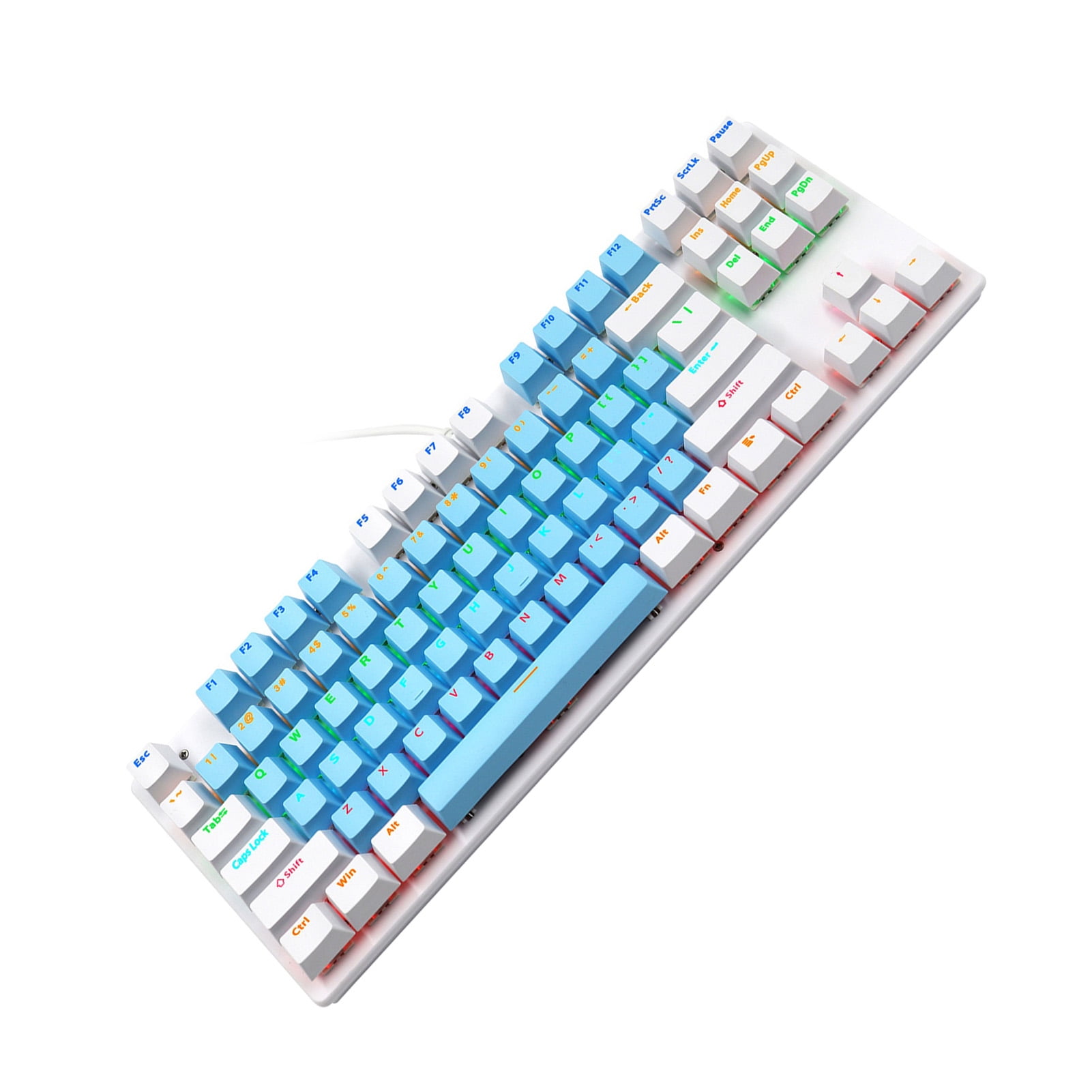 Keyboard Biojee Wired 87-Key Mechanical Gaming Keyboard Rainbow Backlit ...