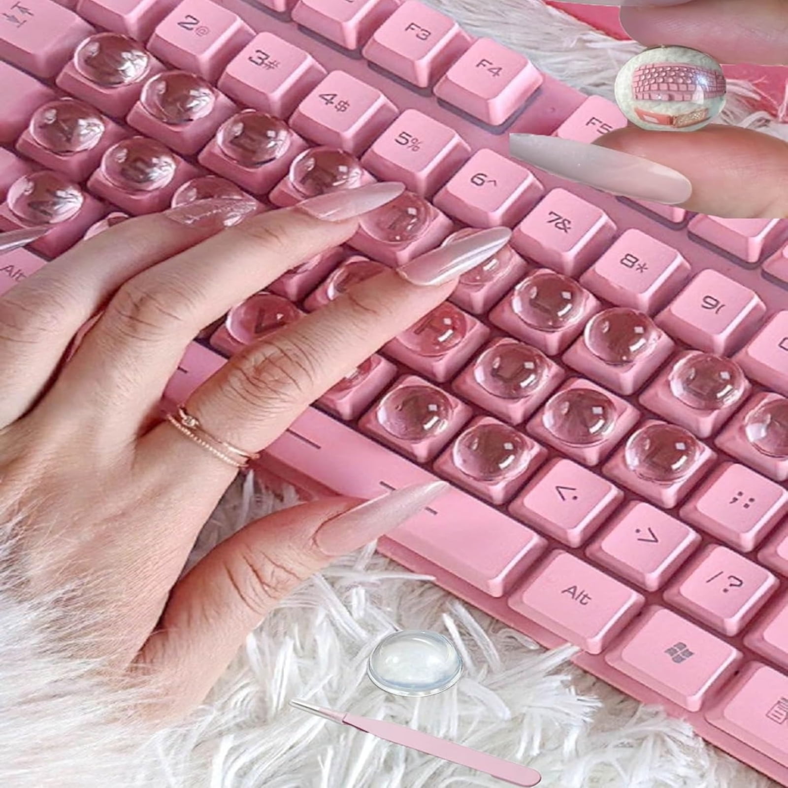 Keyboard Bubble Stickers for Long Nails, Raised Transparent Keyboard ...