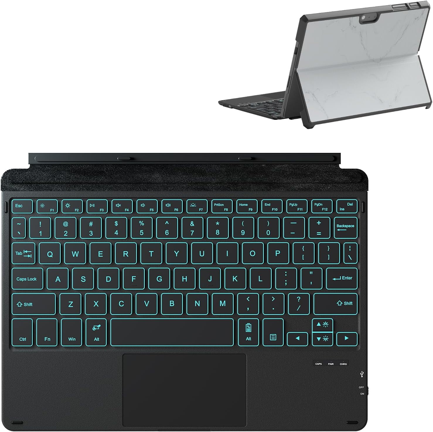 Keyboard Case for Surface Go (3/2/1) - Black, 7 Color Backlight ...