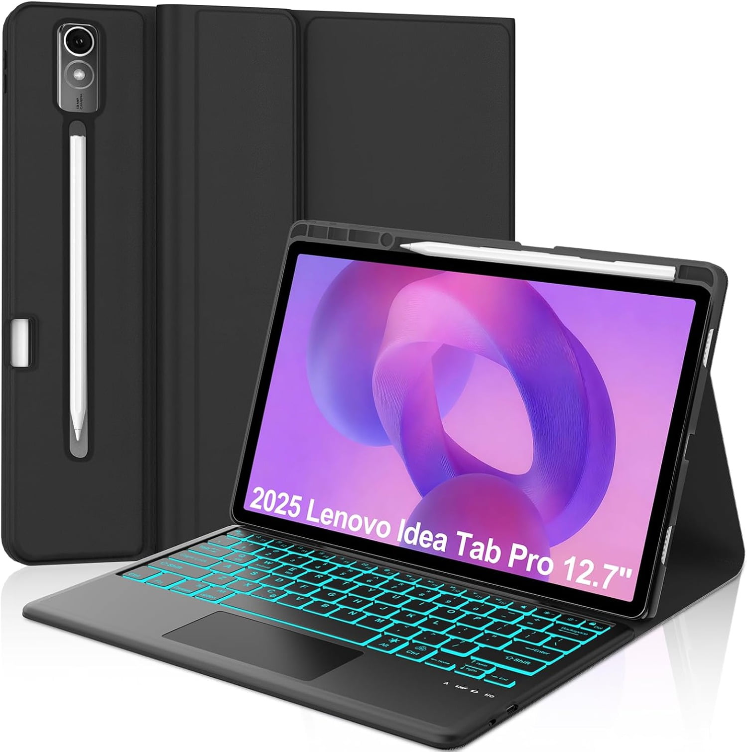 Keyboard Case with Trackpad, Pen Holder, Smart Cover Backlit Keypad for ...